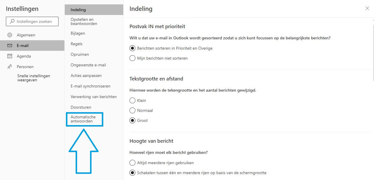 Automatisch antwoord | Outlook.com | Internet Handleidingen